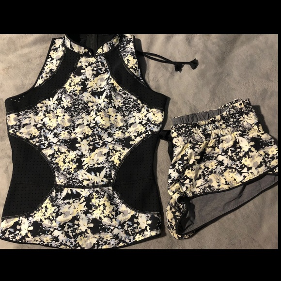 lululemon athletica | Swim | Lululemon Floral Rashie And Surf Short Set ...